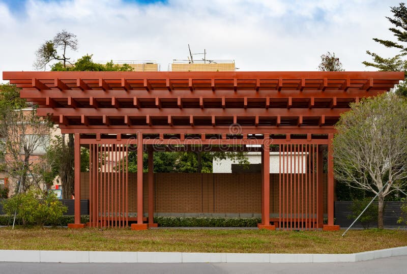 A Chinese Style Wooden Torii in a Park Stock Image - Image of sign ...