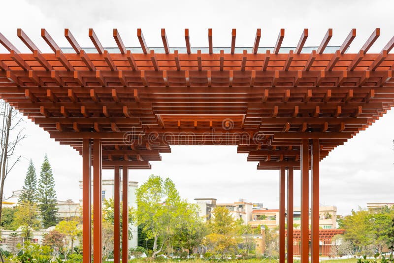A Chinese Style Wooden Torii in a Park Stock Photo - Image of culture ...