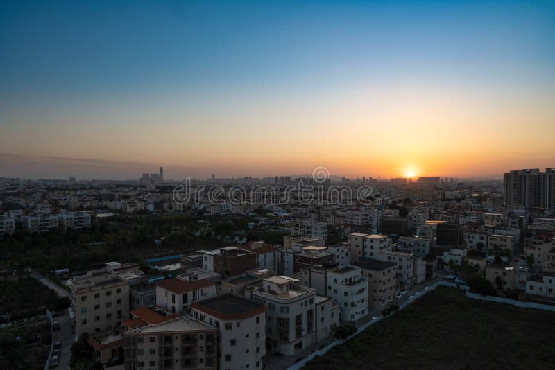 Chinese Suburb in Sunset Time Editorial Image - Image of rooftops, town ...