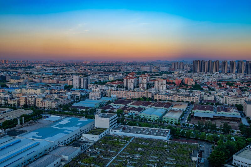 Chinese Suburb in Sunset Time Stock Photo - Image of rooftops ...