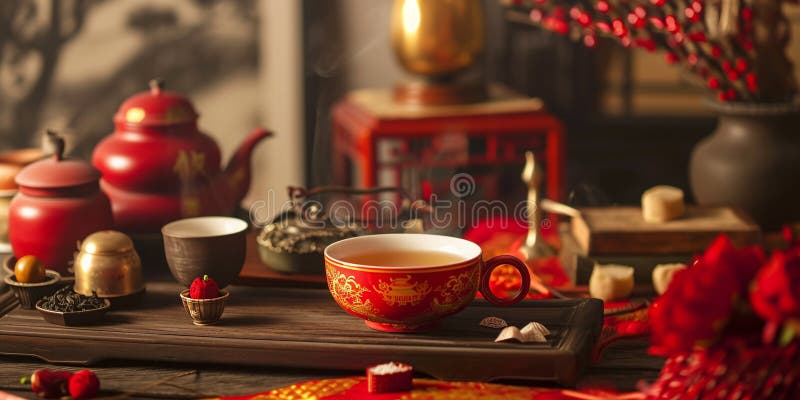 Chinese Tea Ceremony Tea Ceramic Stock Illustration - Illustration of ...
