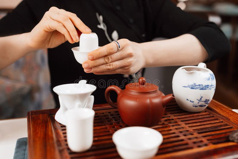 Chinese Tea Ceremony. Girl Making Chinese Tea. Stock Image - Image of ...