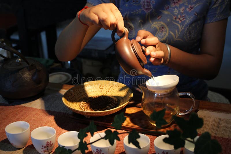 Chinese tea ceremony stock photo. Image of hand, girl - 64388468