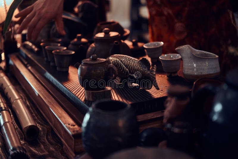 Chinese Tea Ceremony. Table with a Set for Making Tea and Accessories ...