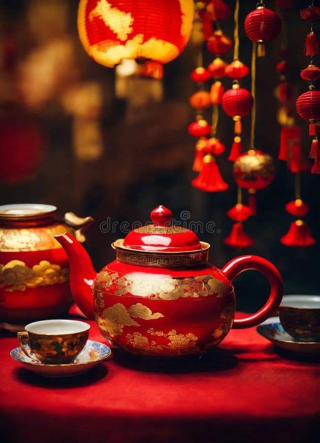 Chinese Tea Ceremony Teapot and Cups. Selective Focus Stock Photo ...