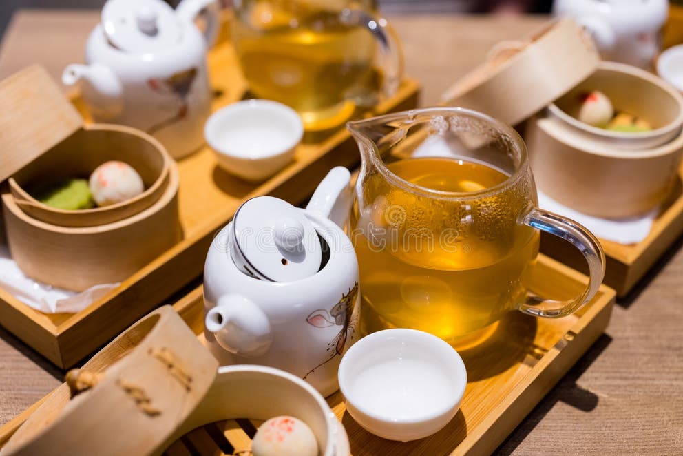 Chinese Tea with Dim Sum in Tea House Stock Image - Image of cooked ...