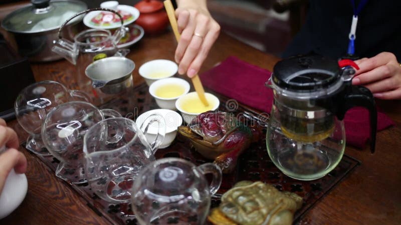 Chinese Tea, Female Hands Wash Cups during Tea Stock Video - Video of ...