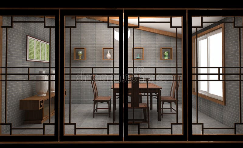 Chinese tea-house stock illustration. Illustration of lighting - 12737358