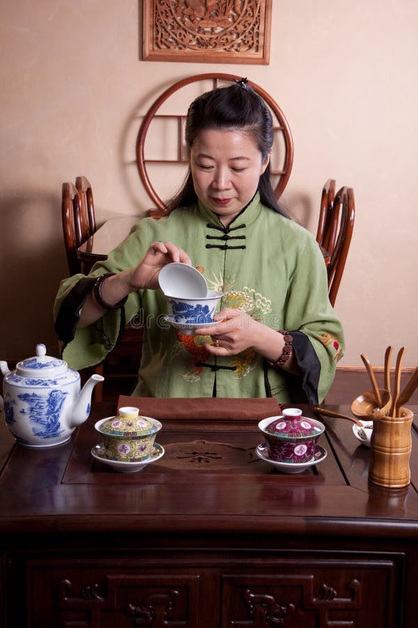 Chinese Tea Lady, Traditionally Dressed Stock Image - Image of lady ...