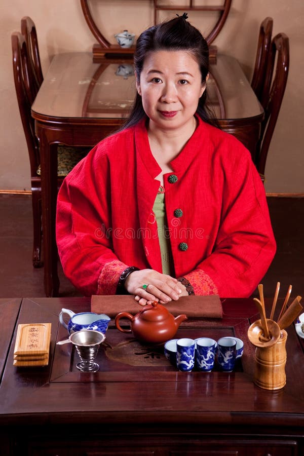 Chinese Tea Lady, Traditionally Dressed Stock Photo - Image of person ...