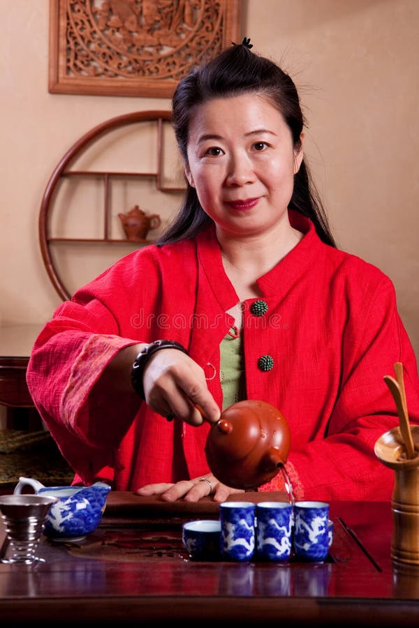 Chinese Tea Lady, Traditionally Dressed Stock Image - Image of ...