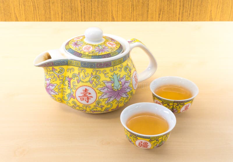 Chinese Tea Pot Set with Two Small Tea Cup Stock Photo - Image of ...