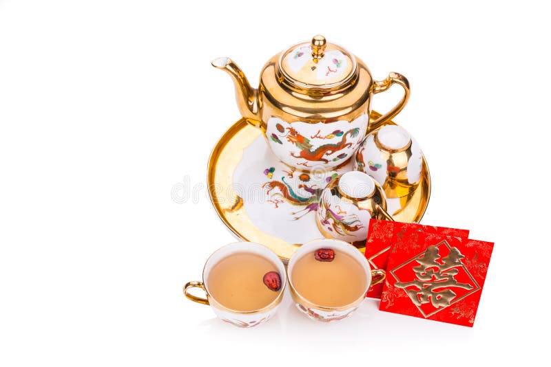 Chinese Tea Set with Envelope Bearing the Word Double Happiness Stock ...