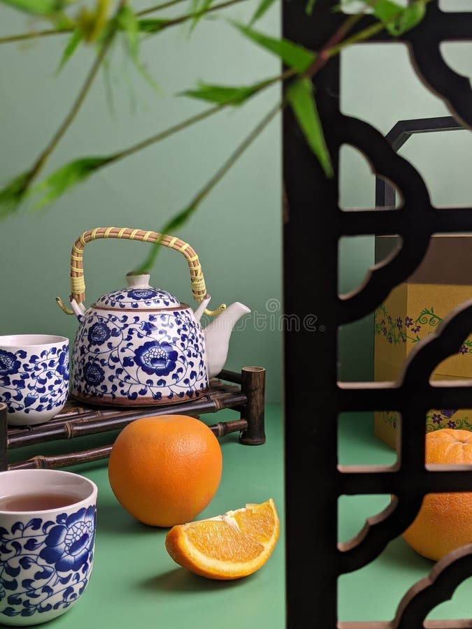 Chinese Tea Set with Orange Stock Photo - Image of orange, chinese ...