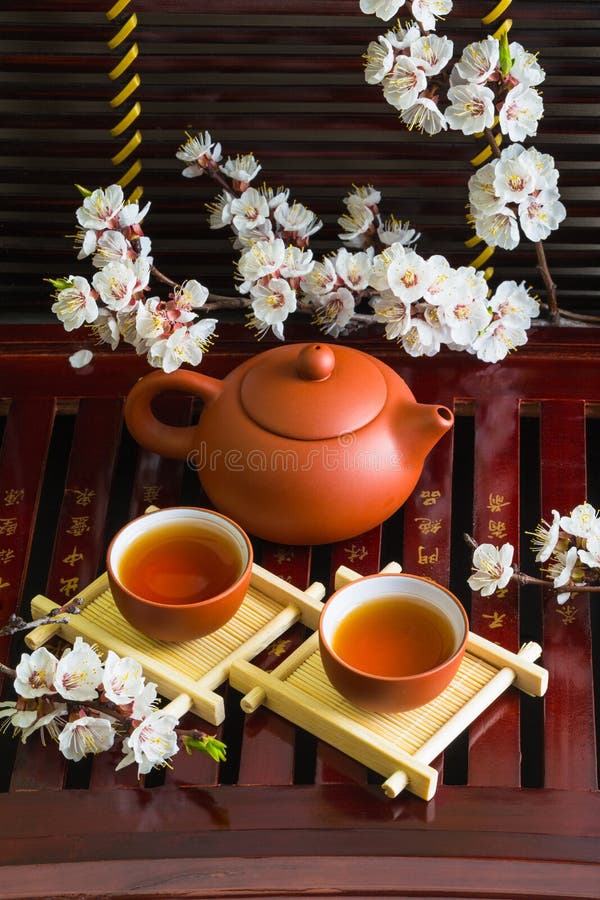 Chinese Tea Set with Spring Flowers Stock Image - Image of culture ...