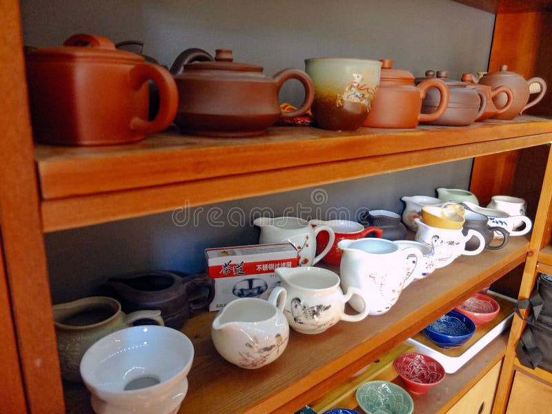 Chinese tea shop. teaware stock photo. Image of dark - 230575688