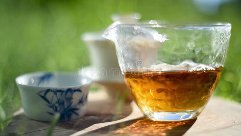 Chinese Tea Ware with Red Tea Brewed with Steam Stock Video - Video of ...