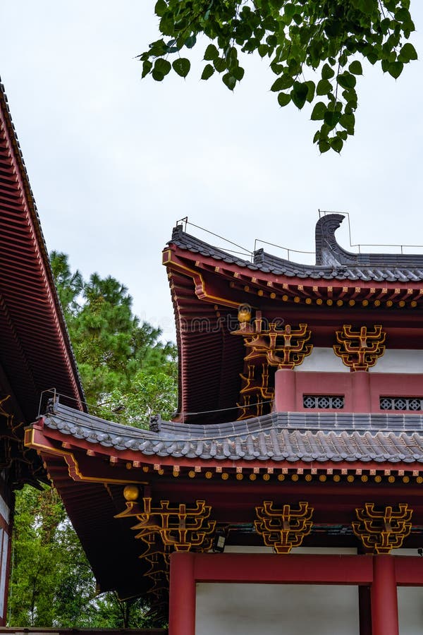 Chinese Temple Architecture, Retro Turret Building Complex Stock Image ...