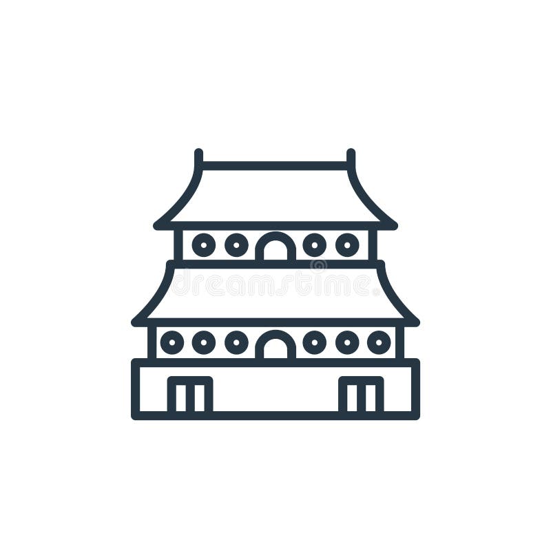 Chinese Temple Icon Vector from Building Concept. Thin Line ...