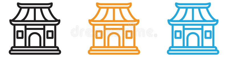 Chinese Temple Vector Logo Set Collection for Web App Ui Stock Vector ...
