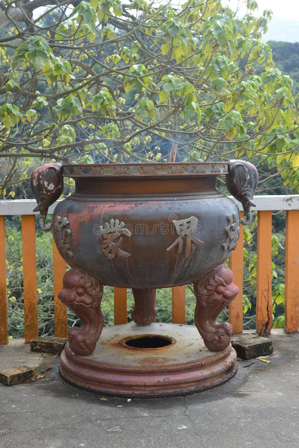 Chinese Temple incense pot editorial stock photo. Image of architecture ...