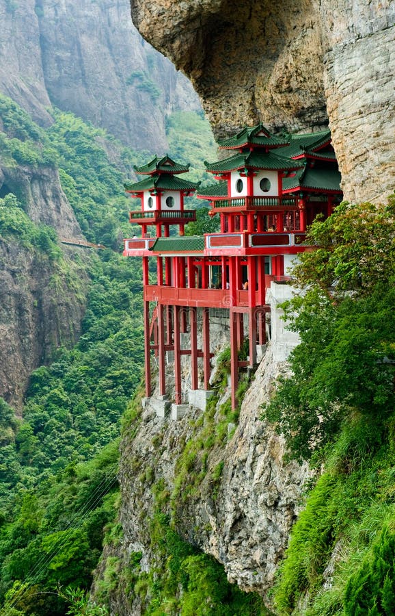 Chinese Temple in Mountainside Stock Image - Image of building ...