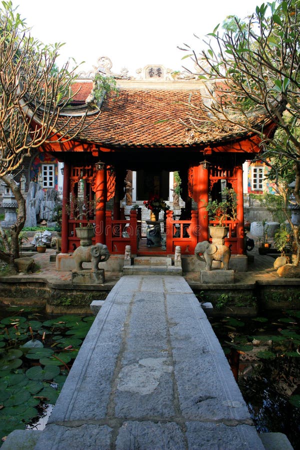 Chinese Temple Near the Pool Stock Image - Image of chinese, temple ...