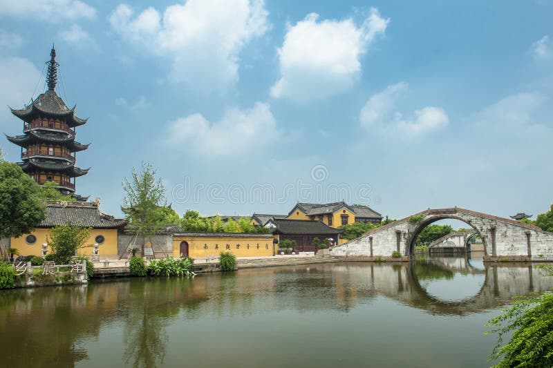 Chinese temple river stock image. Image of monk, yuan - 58601269