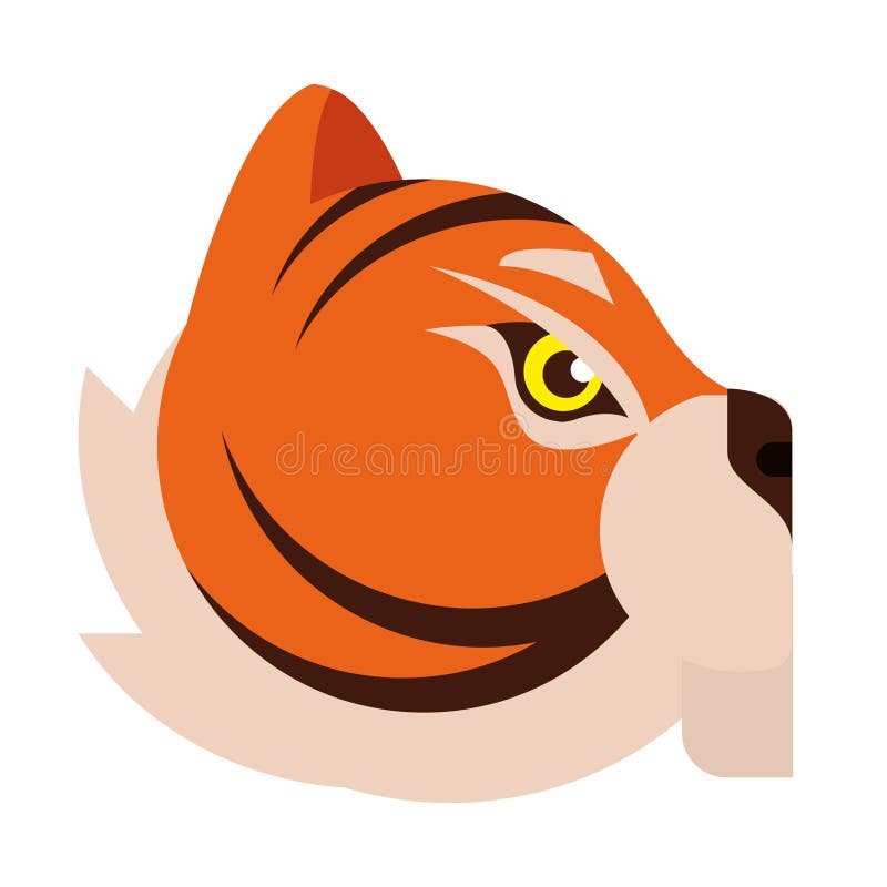 Chinese tiger profile head stock vector. Illustration of mammal - 239901738