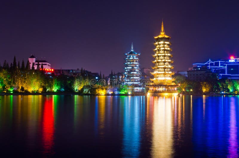 The chinese towers editorial photography. Image of city - 30404782