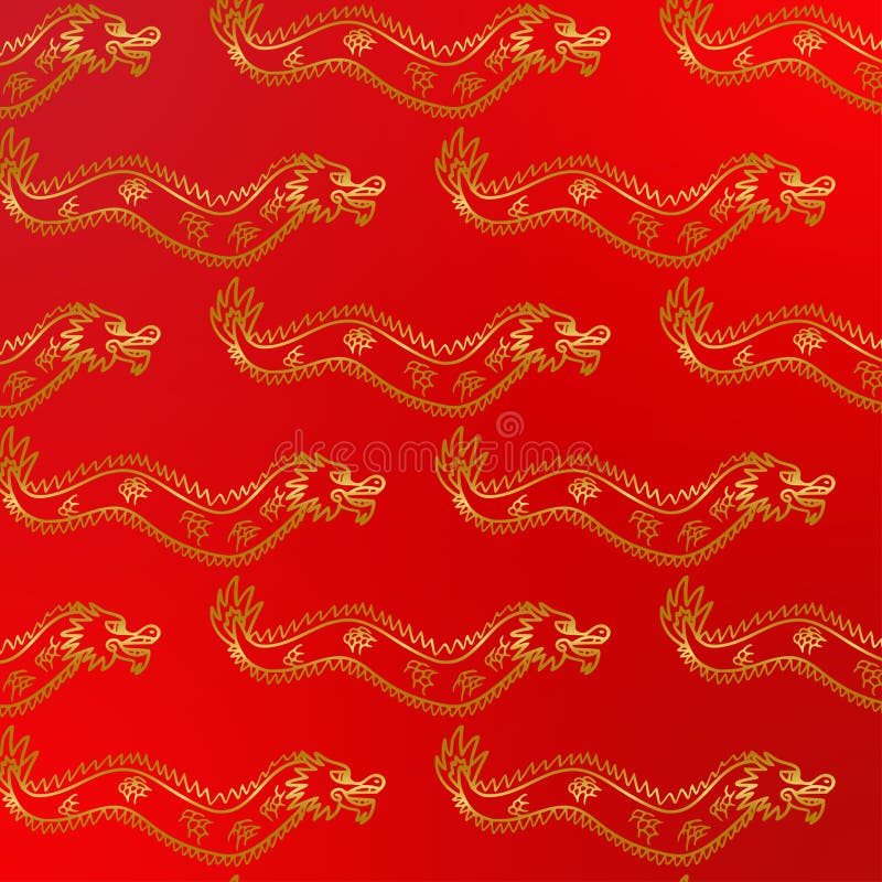 Chinese Tradisional Dragon Imlek Seamless Pattern Stock Vector ...