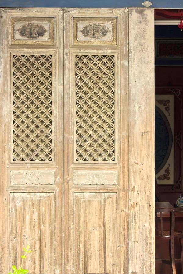 Chinese Wooden Bolt door stock photo. Image of structure - 44911354