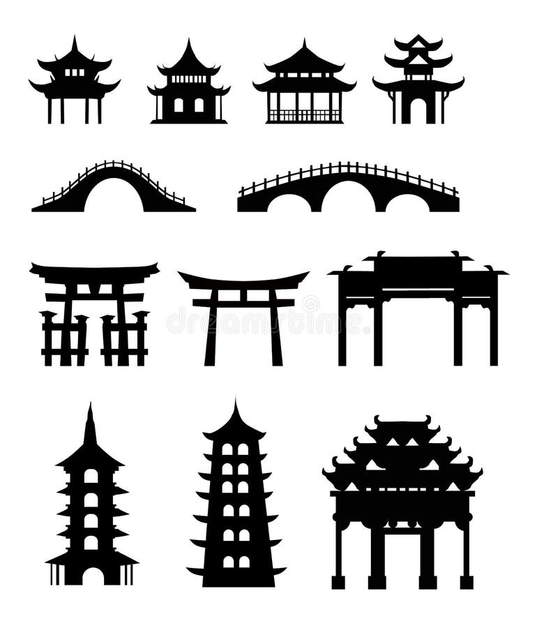 Chinese Traditional Buildings Stock Vector - Illustration of structure ...