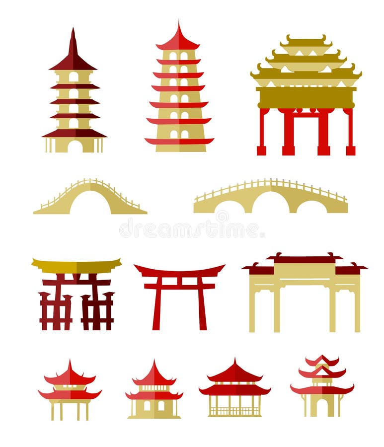 Chinese Traditional Buildings Stock Vector - Illustration of ...