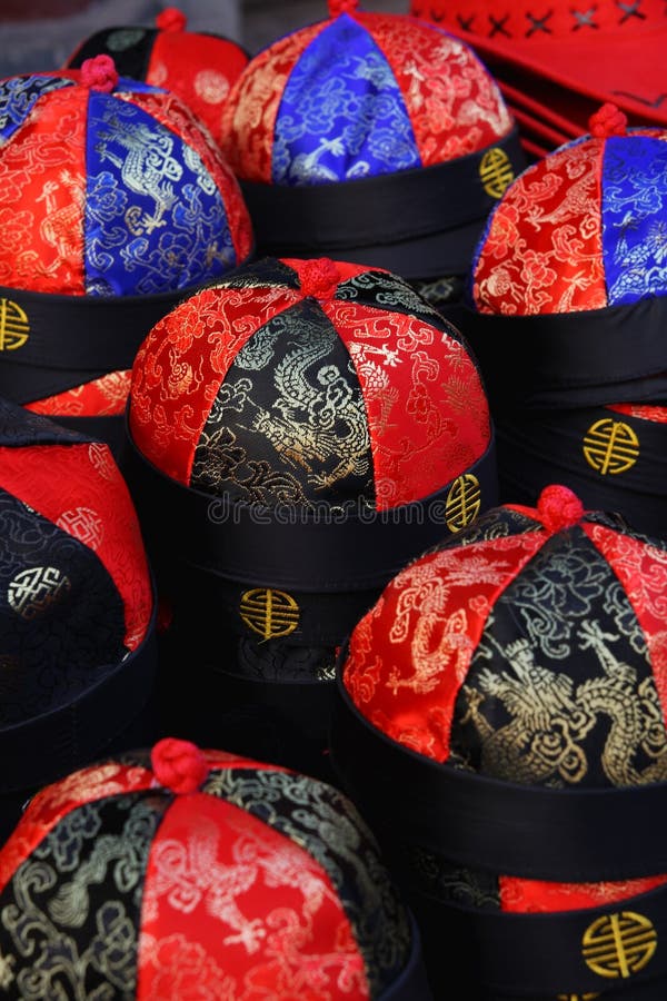 Chinese traditional caps stock image. Image of present - 6848413