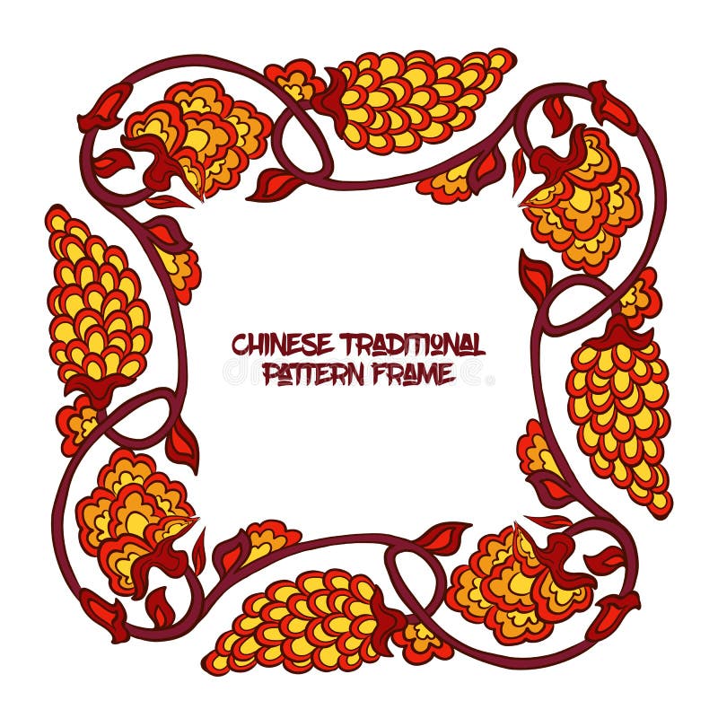 Chinese Traditional Floral Pattern Frame for Text. Stock Vector ...