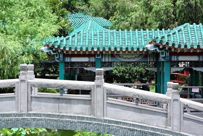 Chinese Traditional Garden with Bridge Stock Photo - Image of asian ...