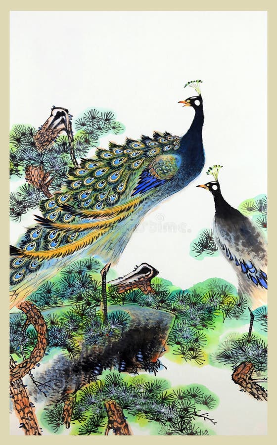 Chinese Traditional Ink Painting Stock Illustration - Illustration of ...