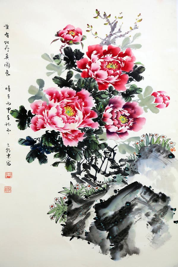Chinese Traditional Ink Painting Stock Illustration - Illustration of ...