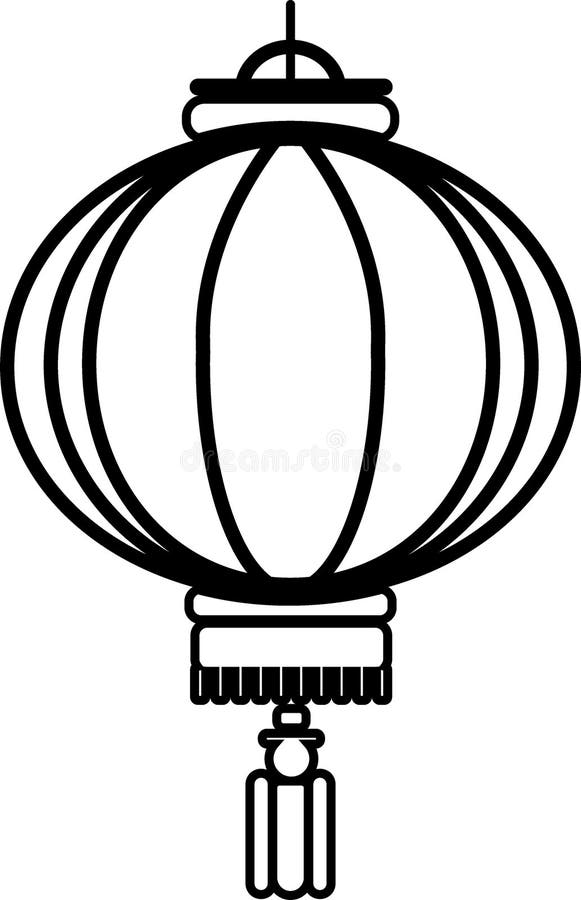 Chinese Traditional Lantern Outline Stock Vector - Illustration of ...