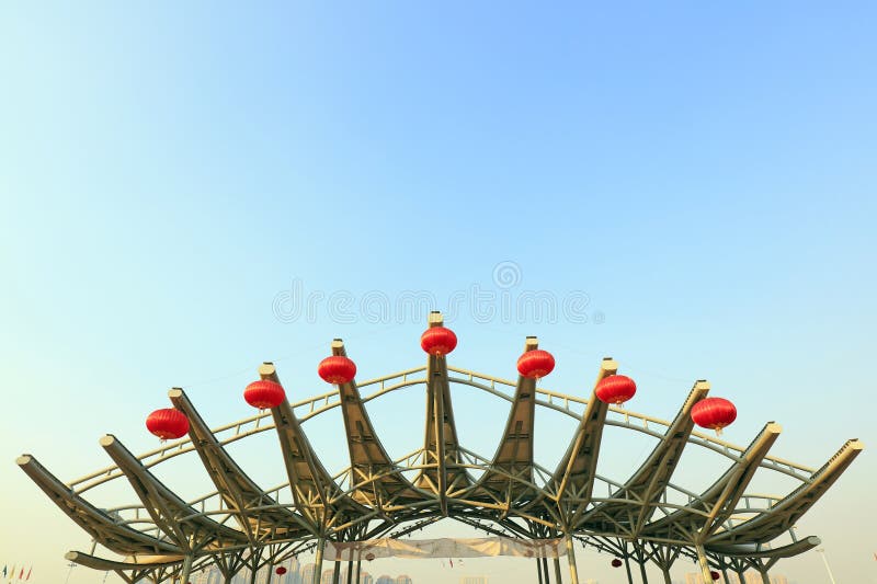 Chinese Traditional Lanterns and Steel Structures Stock Image - Image ...