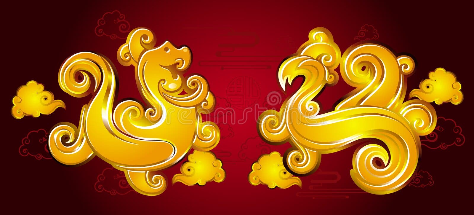 Golden Chinese dragon side stock illustration. Illustration of shiny ...
