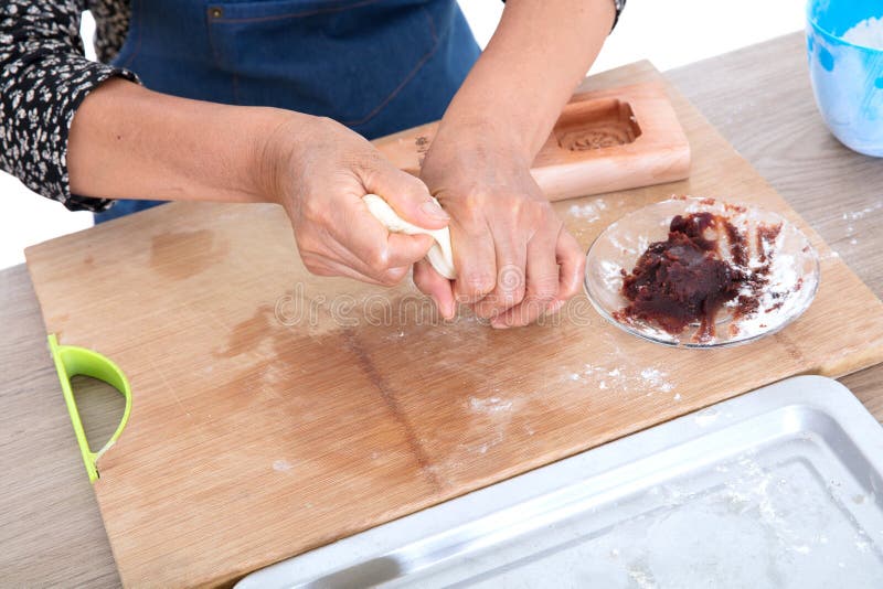 Chinese Traditional Pastry Chef is Making Moon Cakes Stock Image ...