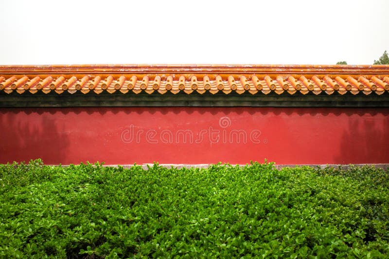 Chinese Traditional Red Wall Building Pattern Stock Image - Image of ...