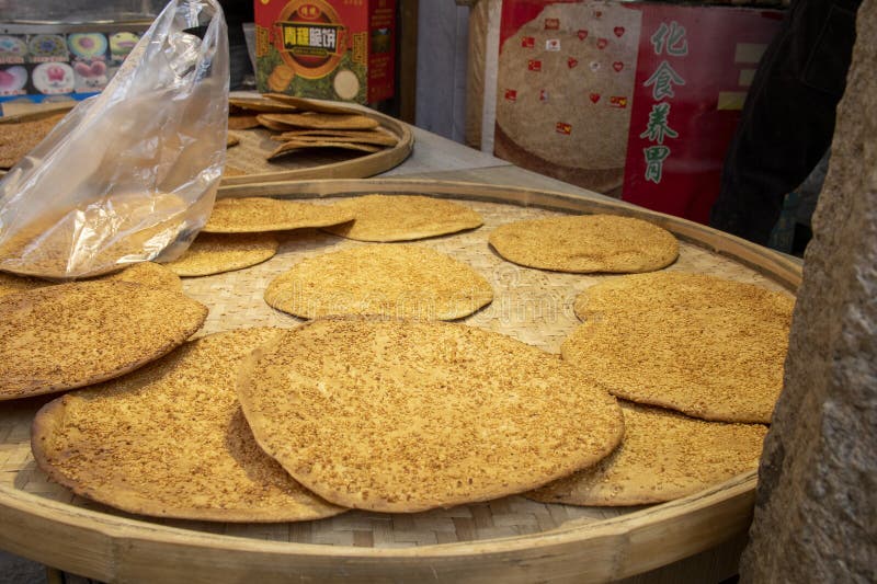 Chinese Traditional Sesame Biscuits Sold in Market Stock Photo - Image ...