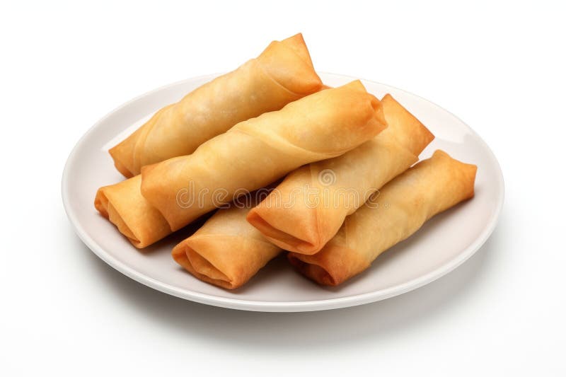 Chinese Traditional Spring Rolls on on the Plate, Ready To Be Served ...