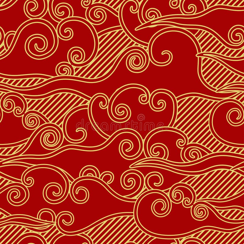Chinese Traditional Style Clouds and Rain Seamless Pattern Stock Vector ...