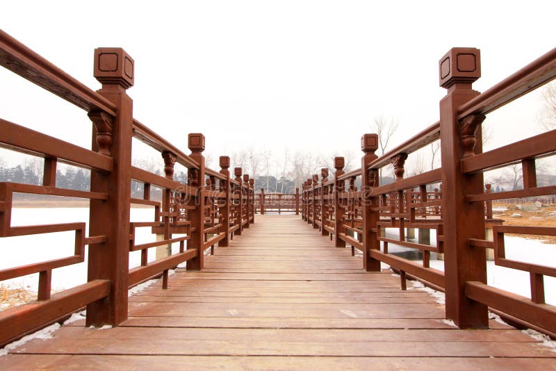 Chinese Traditional Style Wooden Bridge Stock Image - Image of life ...