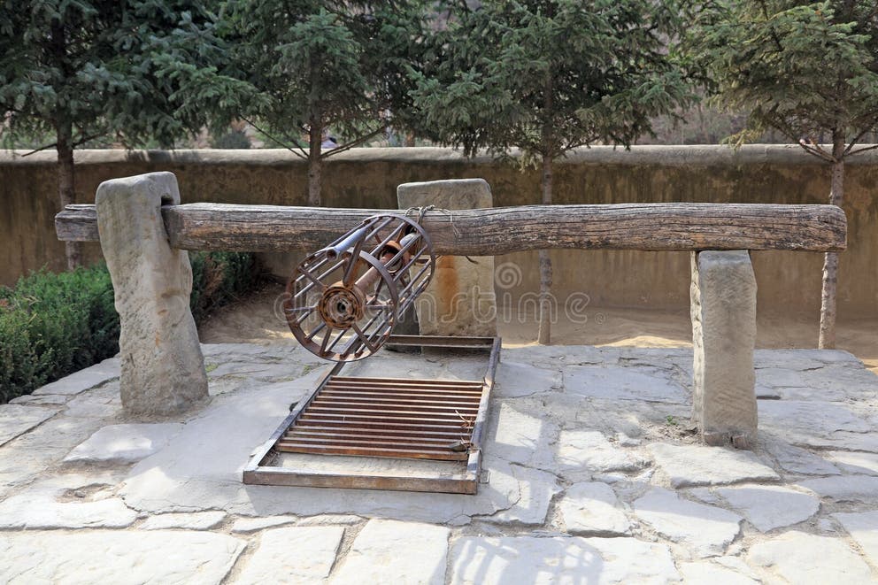 Chinese Traditional Water Supply Tool Roller Windlass Stock Photo ...