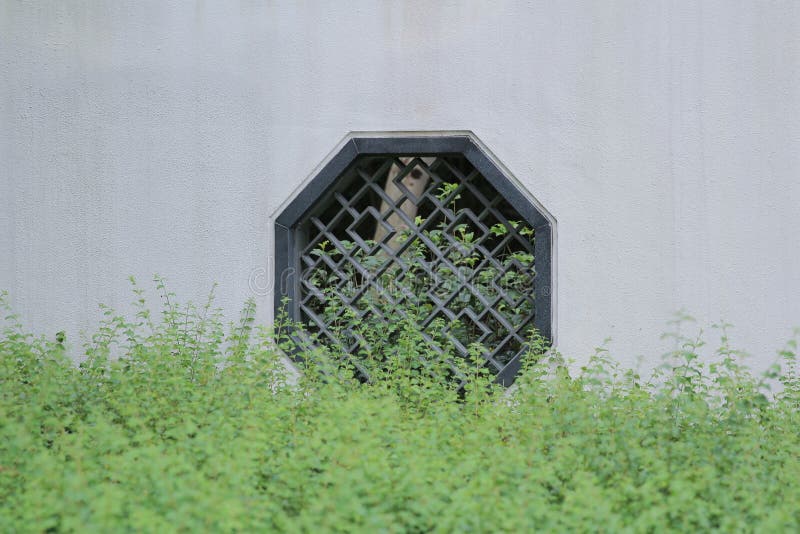 Chinese Traditional Window with the White Wall Stock Photo - Image of ...